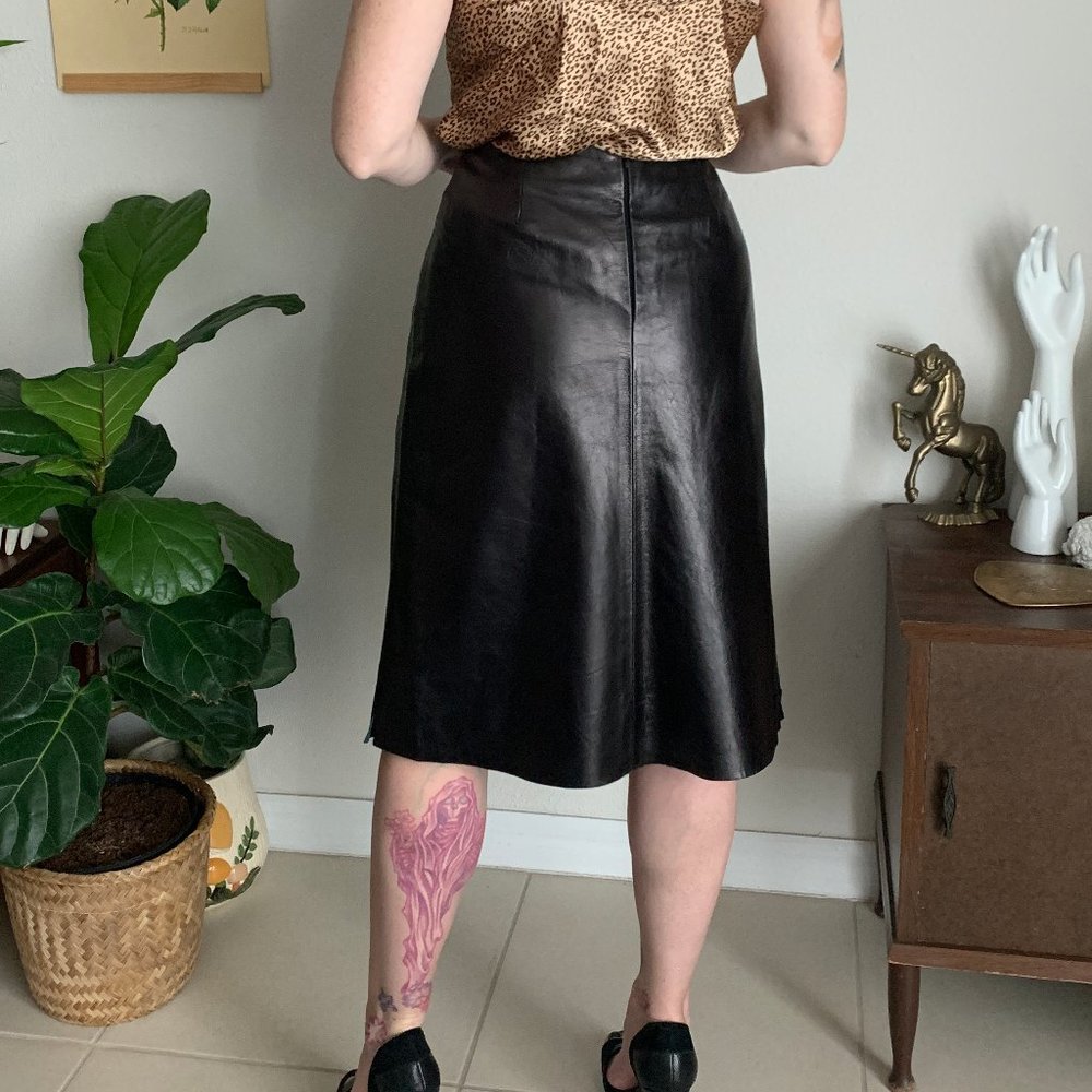 Vintage Acton Hide House Black Leather Skirt - Gem
